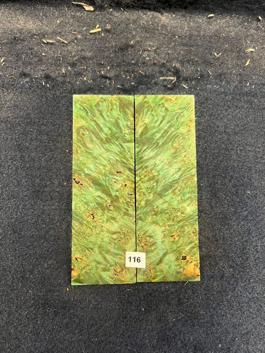 green burl maple stabilized knife scale – B4Specialtywood