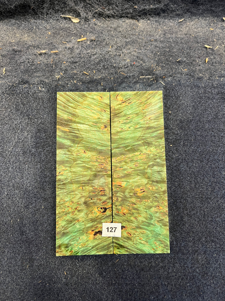 green burl maple stabilized knife scales – B4Specialtywood