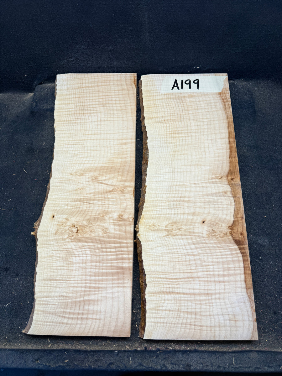 Live edge shelf boards book matched flame figured maple – B4Specialtywood