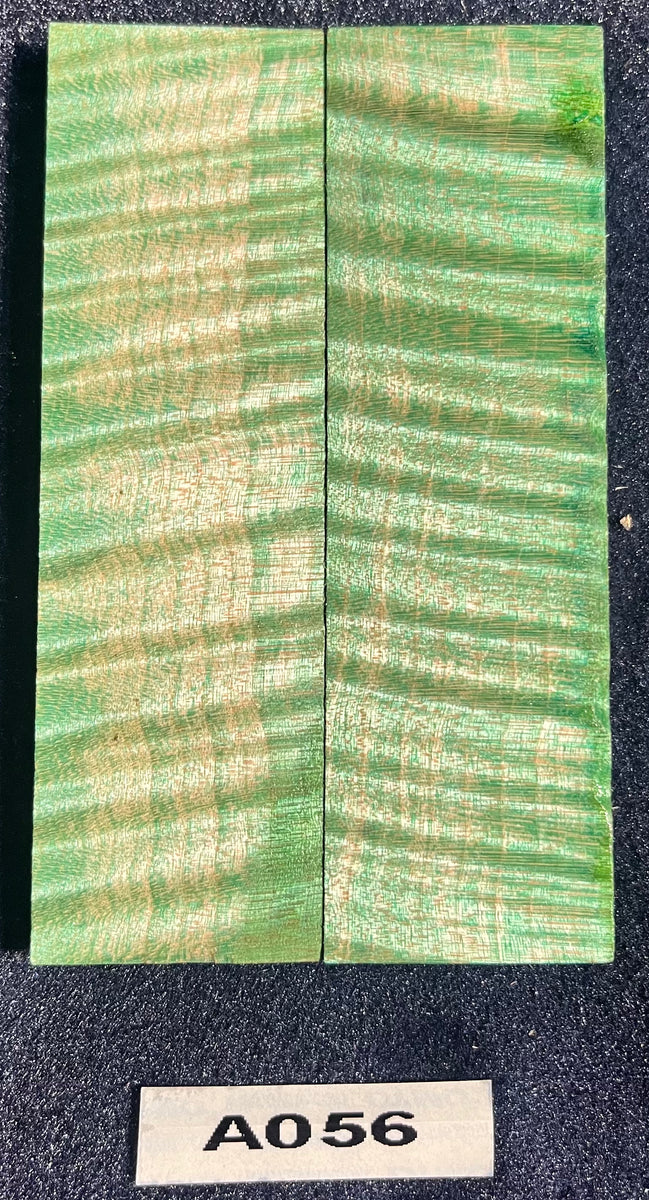 stained green maple stabilized knife scale – B4Specialtywood